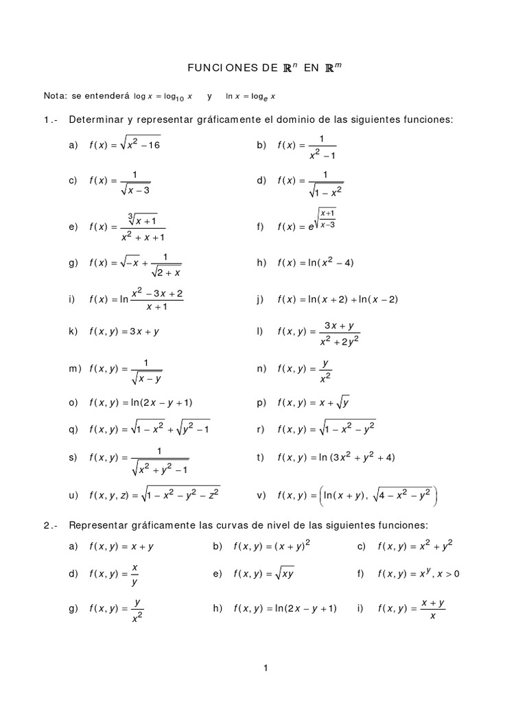 Ejercicios FuncionesDeRnEnRm | PDF | Derivado | Función (Matemáticas)