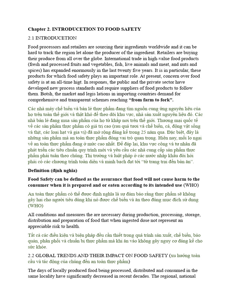 Chapter 2. Introducetion To Food Safety | PDF