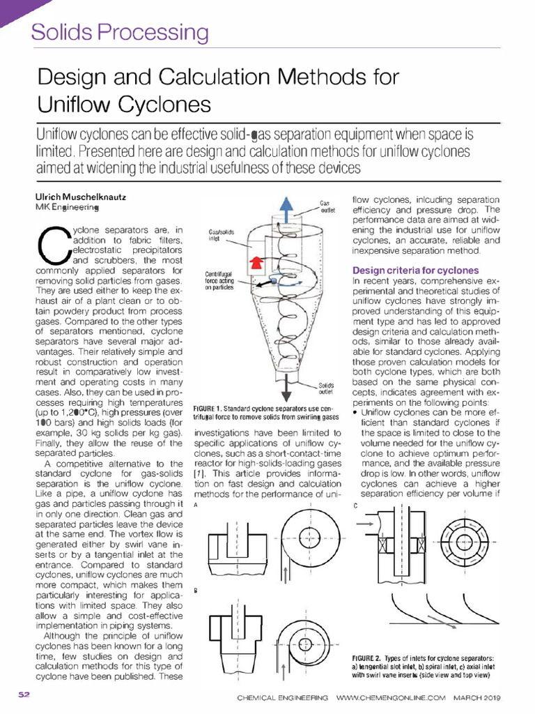 Uniflow Cyclones | PDF | Gases | Continuum Mechanics