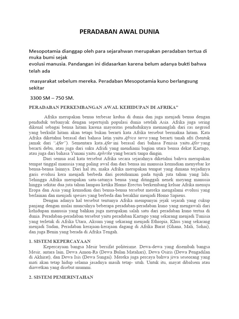 Sejarah Peradaban Awal Dunia | PDF