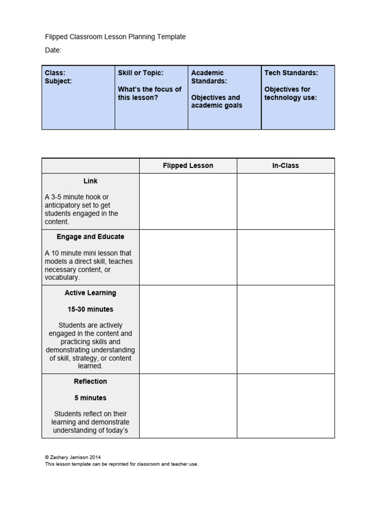 © Zachary Jamison 2014 This Lesson Template Can Be Reprinted For ...