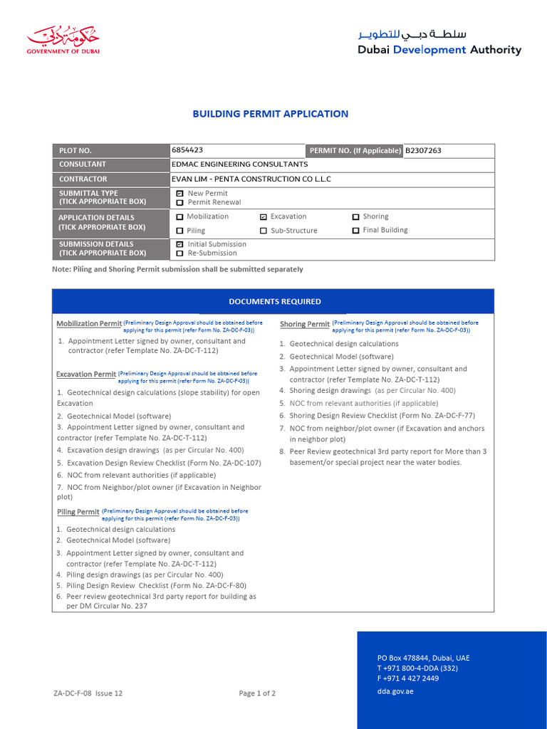 Building Permit Application - EXCAVATION | PDF | Geotechnical Engineering