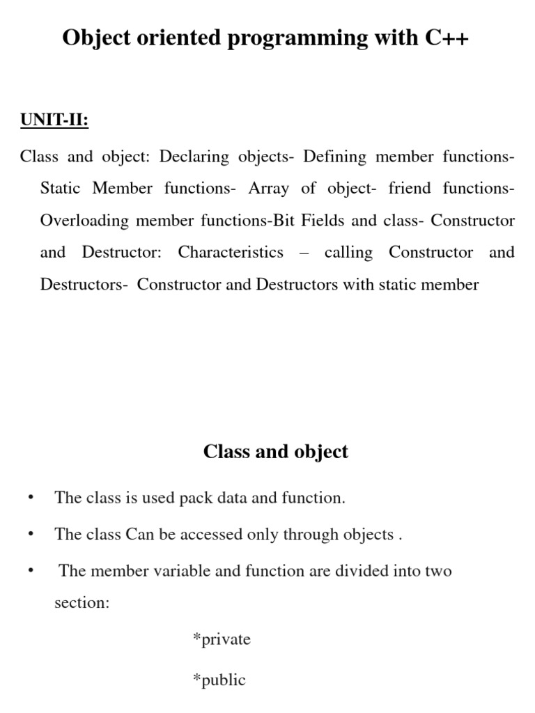 Unit II | Download Free PDF | Method (Computer Programming) | Class (Computer Programming)