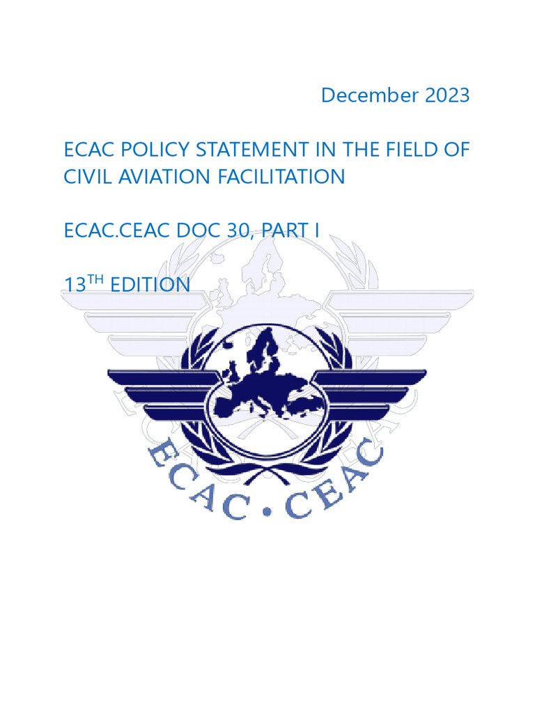 ECAC-Doc 30 Part I Facilitation 13th Edition 13 Dec 2023 | PDF ...