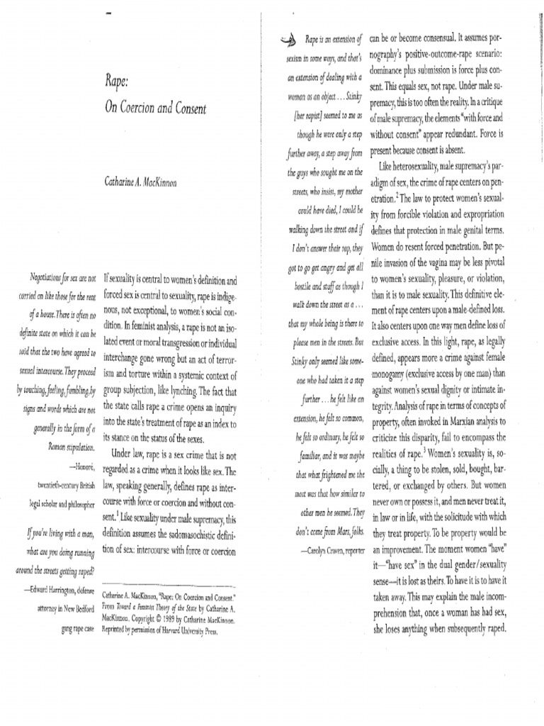 MacKinnon-Coercion and Consent | PDF