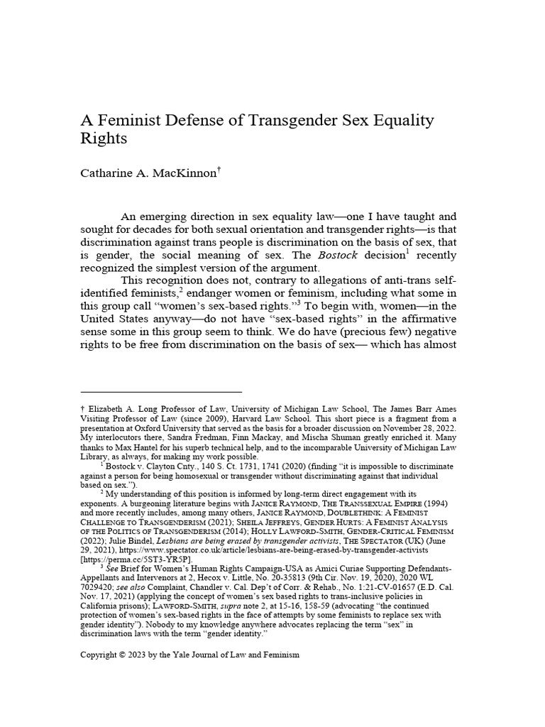 MacKinnon-Transgender Equality Rights-2023 | PDF | LGBTQIA+ Studies | Transgender
