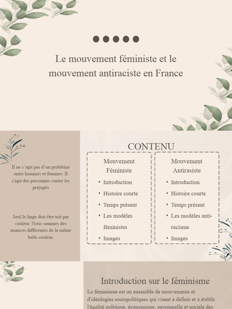 Le Mouvement Féministe Et Le Mouvement Antiraciste en France | PDF ...