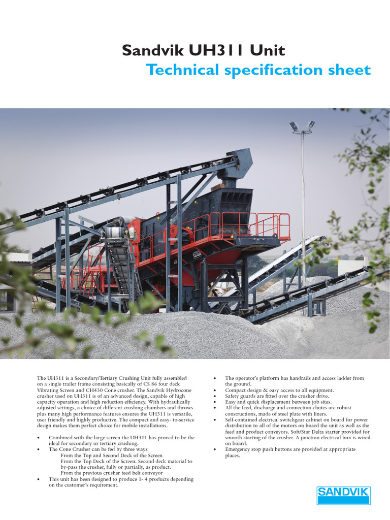 Sandvik UH311 Crushing Unit Overview | PDF