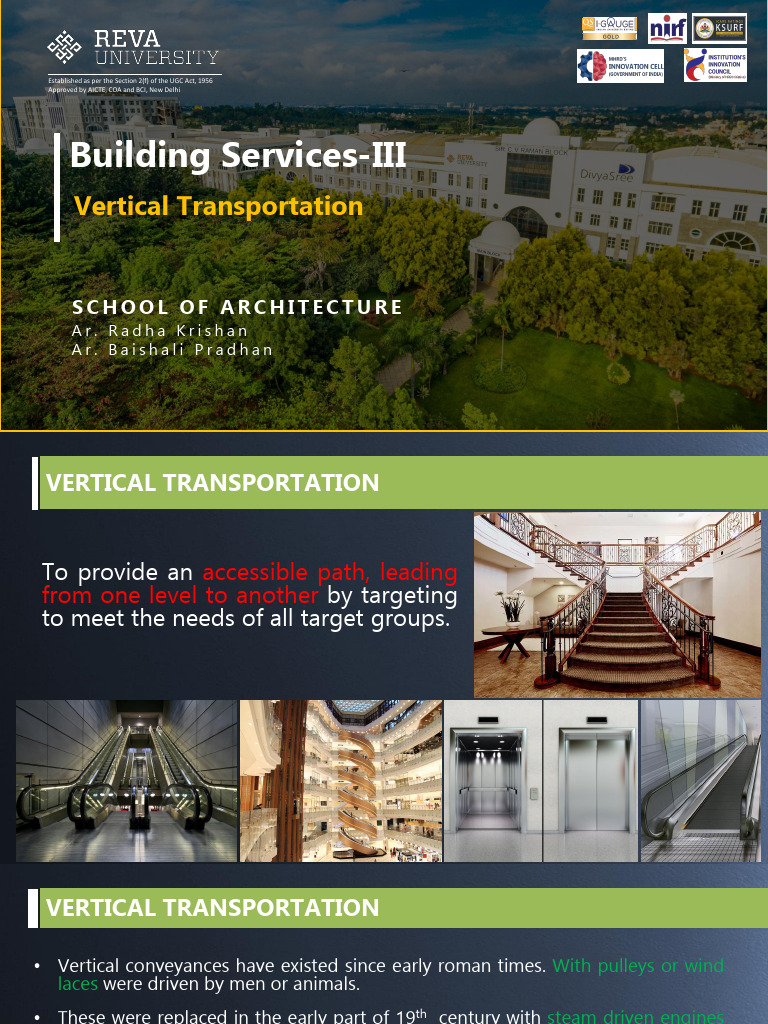 Unit III_VERTICAL TRANSPORT | PDF | Elevator | Escalator