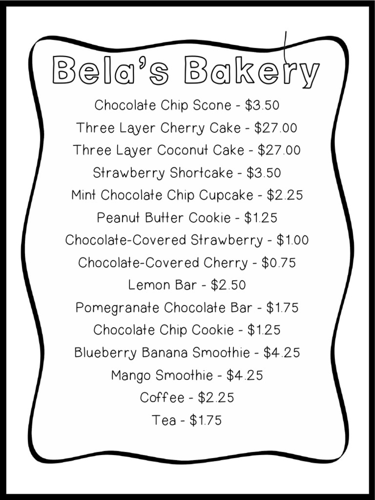 Bela's Bakery | PDF | Bakery | Scone