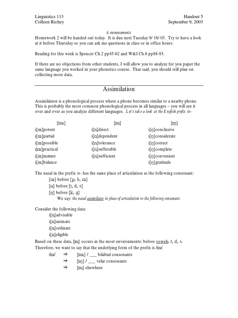Assimilation | Consonant | Phonology