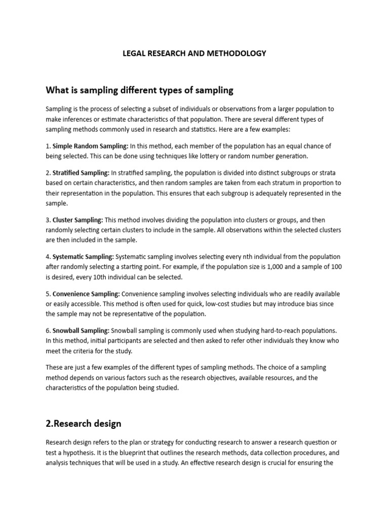 Legal Research Methodology Questions & Answers | PDF | Sampling ...