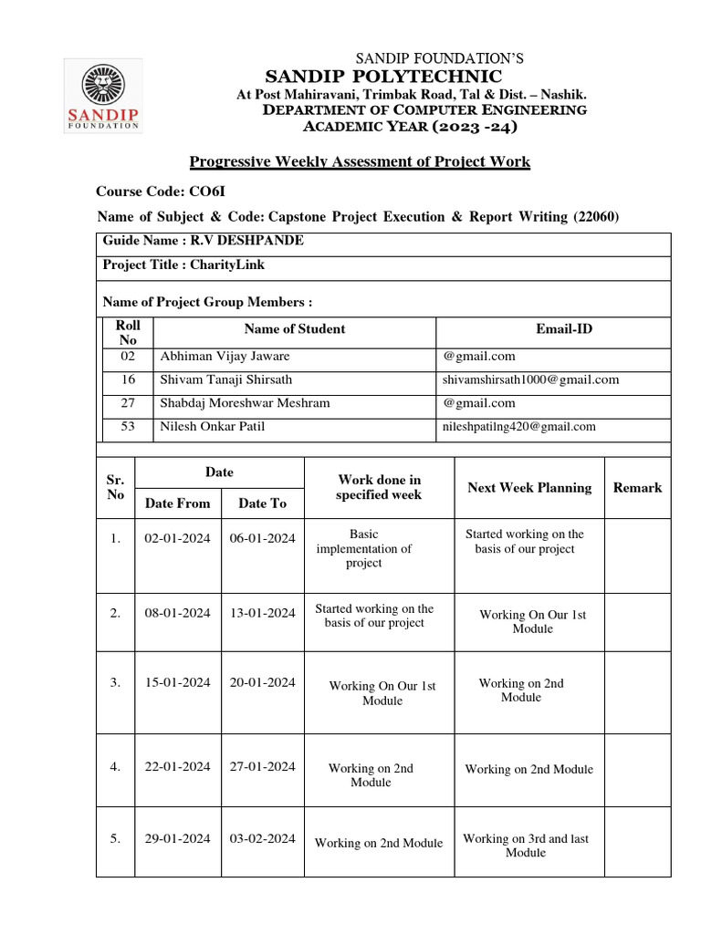 Weekly Project Assesment Sheet | PDF | Systems Engineering | Computing