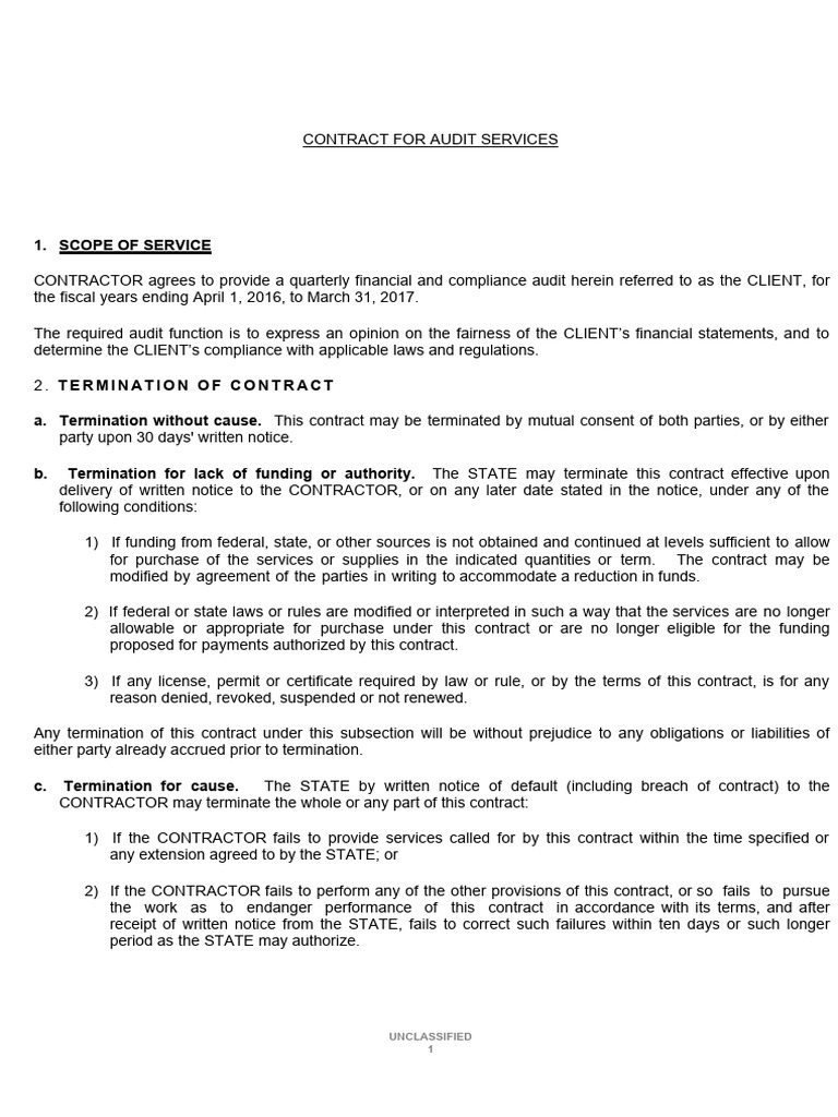 Audit Services Contract Agreement | PDF | Audit | Financial Audit