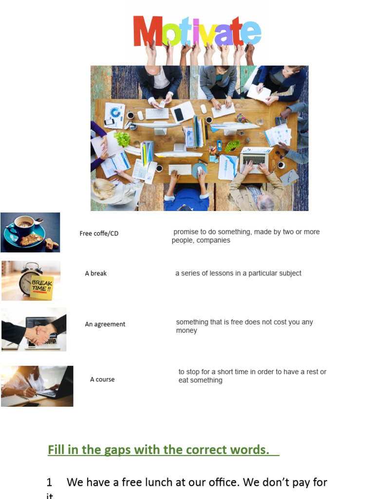 Motivation Lesson Vocabulary | PDF