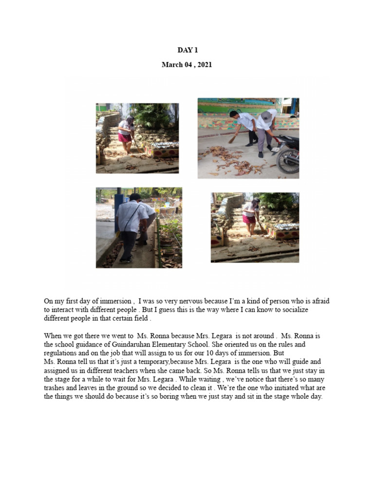 Day 1 (Work Immersion) | PDF