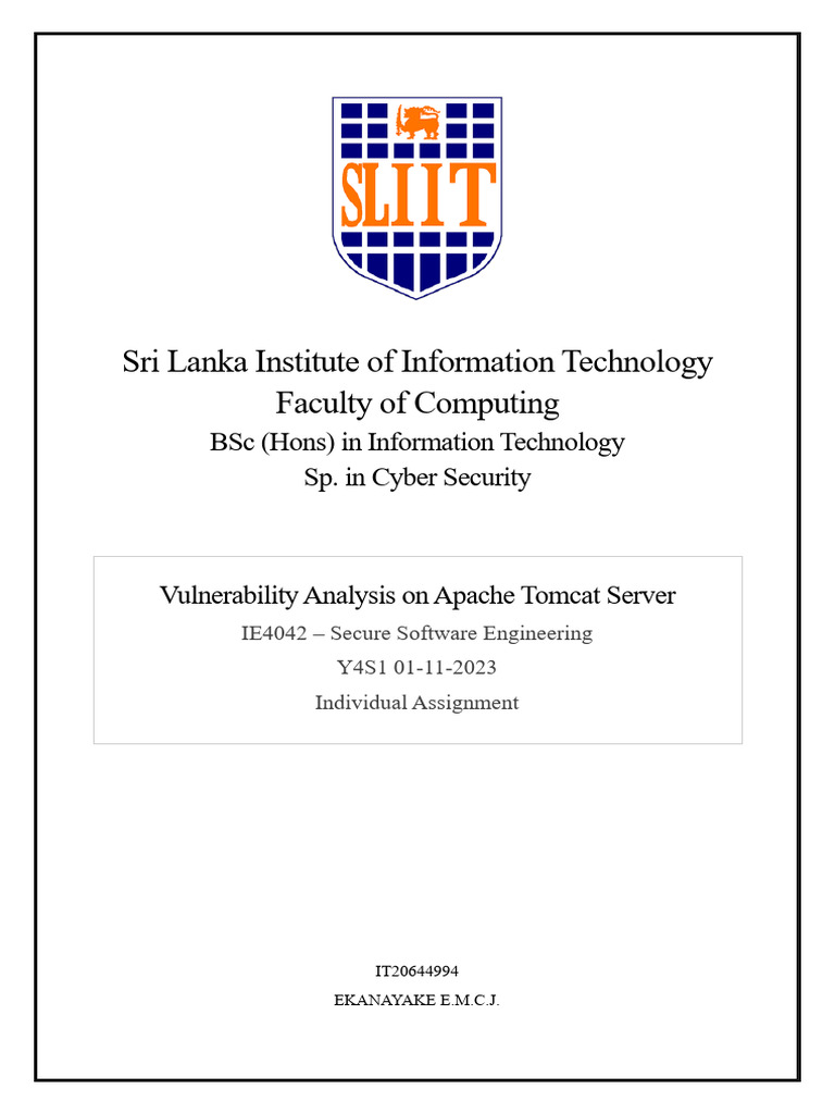 Apache Tomcat Vulnerability Analysis | PDF | Networking | Internet & Web