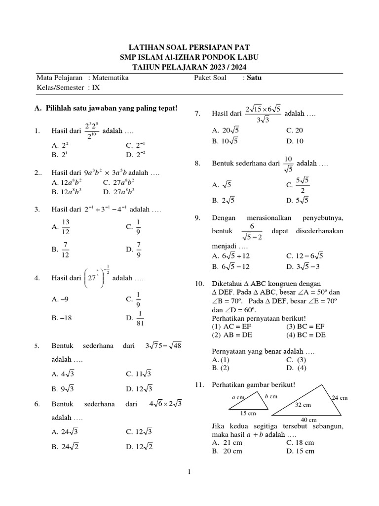 Latihan PAT 2024 | PDF