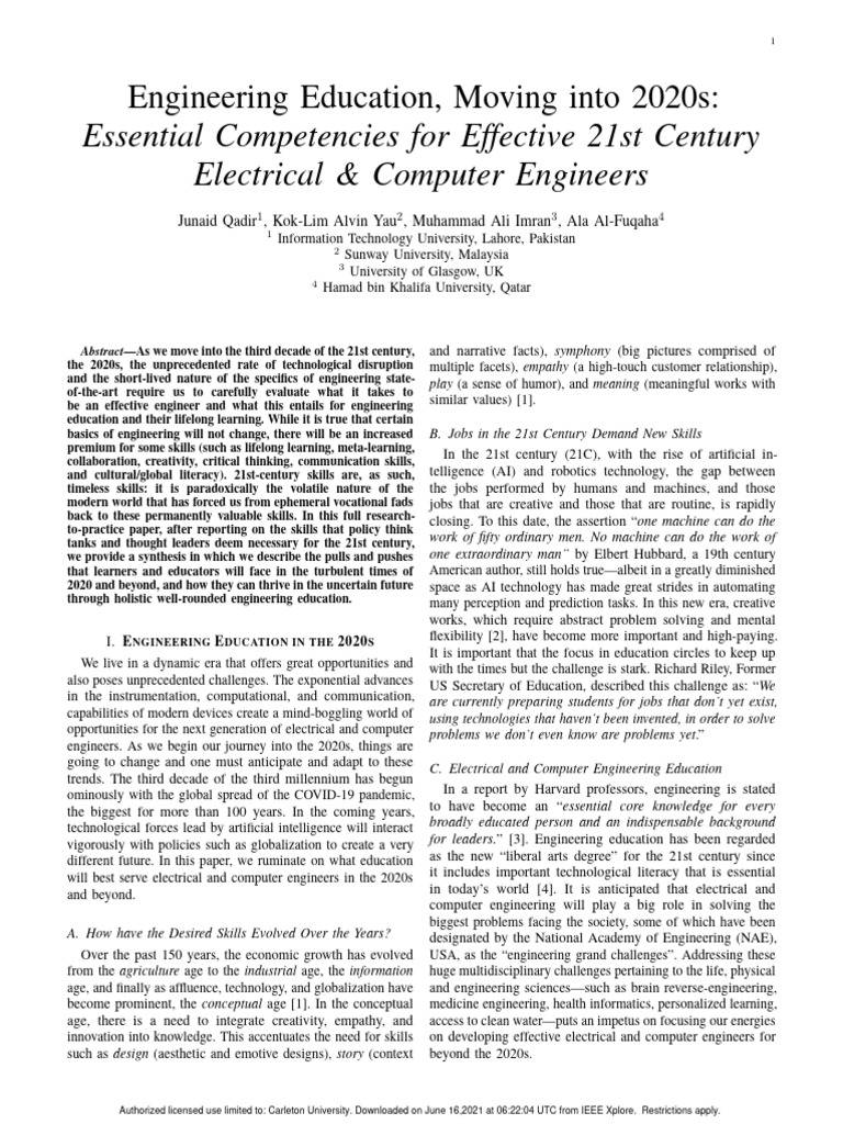 21st Century Skills For Engineers Pdf Machine Learning Artificial