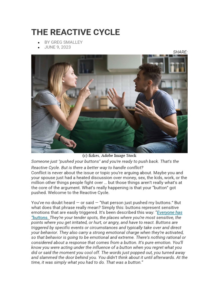 The Reactive Cycle Pdf Emotions
