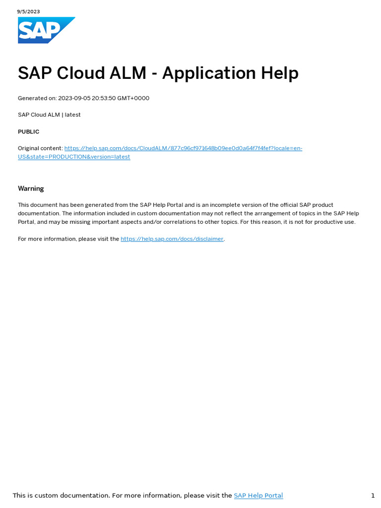 SAP Cloud ALM Guide | PDF