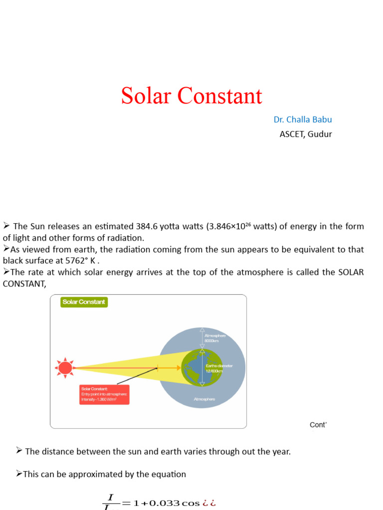 Understanding Solar Constant and Radiation | PDF | Science & Mathematics