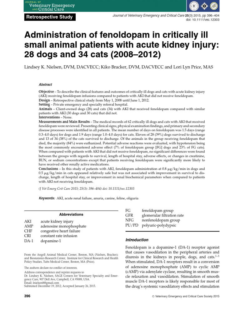 Estudio Fenoldopam | Download Free PDF | Creatinine | Intensive Care ...