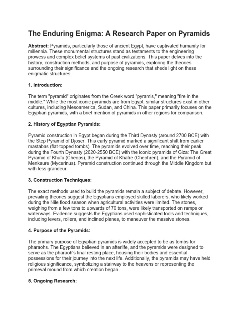 The Enduring Enigma A Research Paper On Pyramids Version2 | PDF ...
