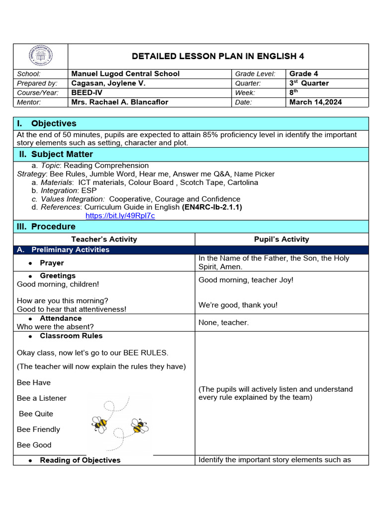 Detailed Lesson Plan in English 4 | PDF | Lesson Plan | Farms