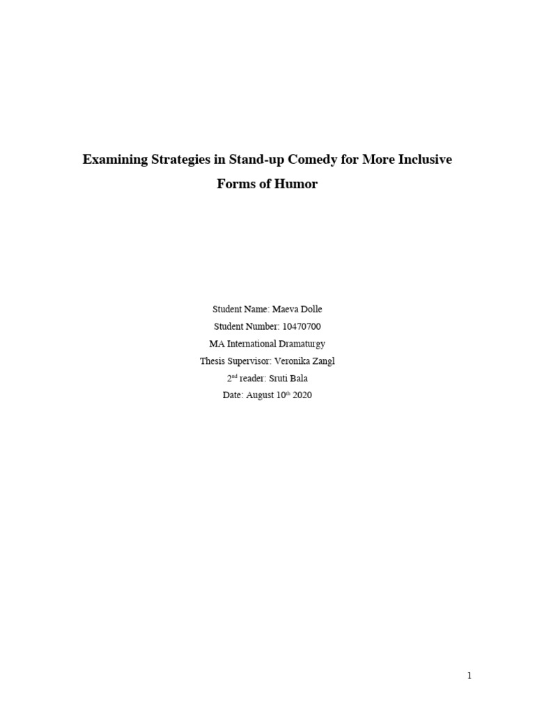 Examining Strategies in Stand-Up Comedy For More Inclusive Forms of ...