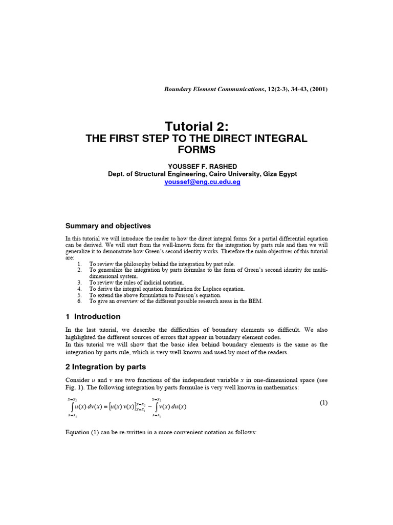 Primer 2 | PDF | Integral | Boundary Element Method
