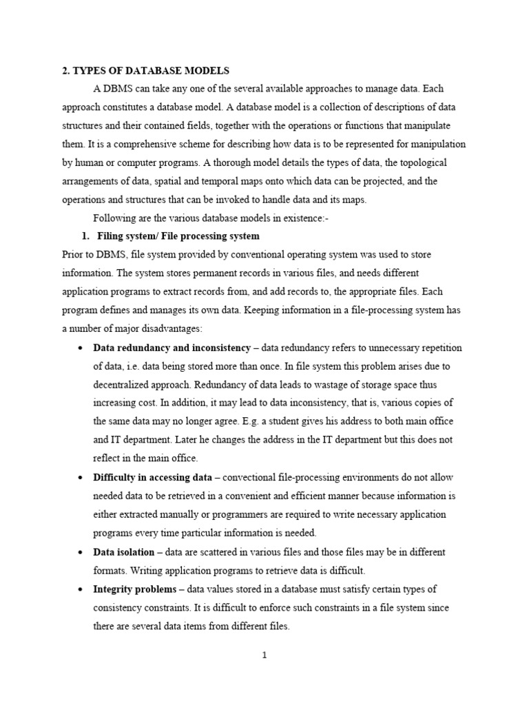 Types of Database Models | Download Free PDF | Databases | Relational Database