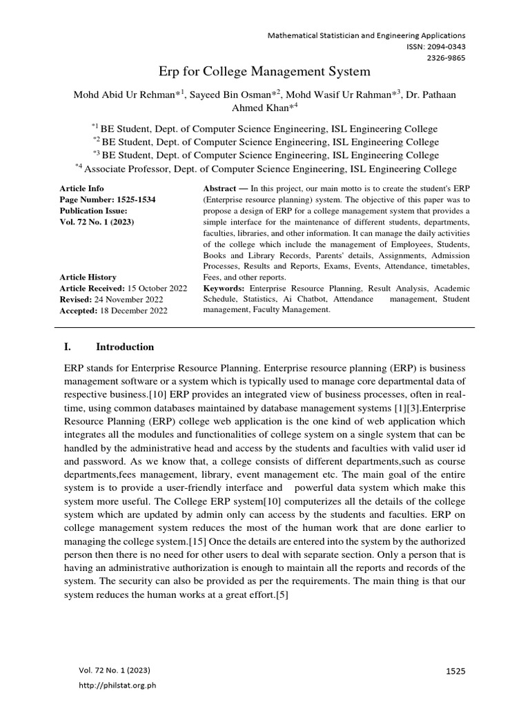 College ERP System Design Overview | PDF | Databases | Enterprise ...