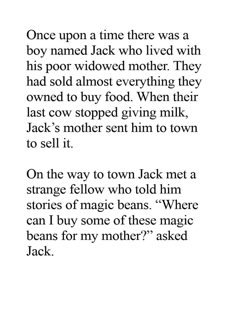 Jack and the Beanstalk: A Summary | PDF | Jack And The Beanstalk