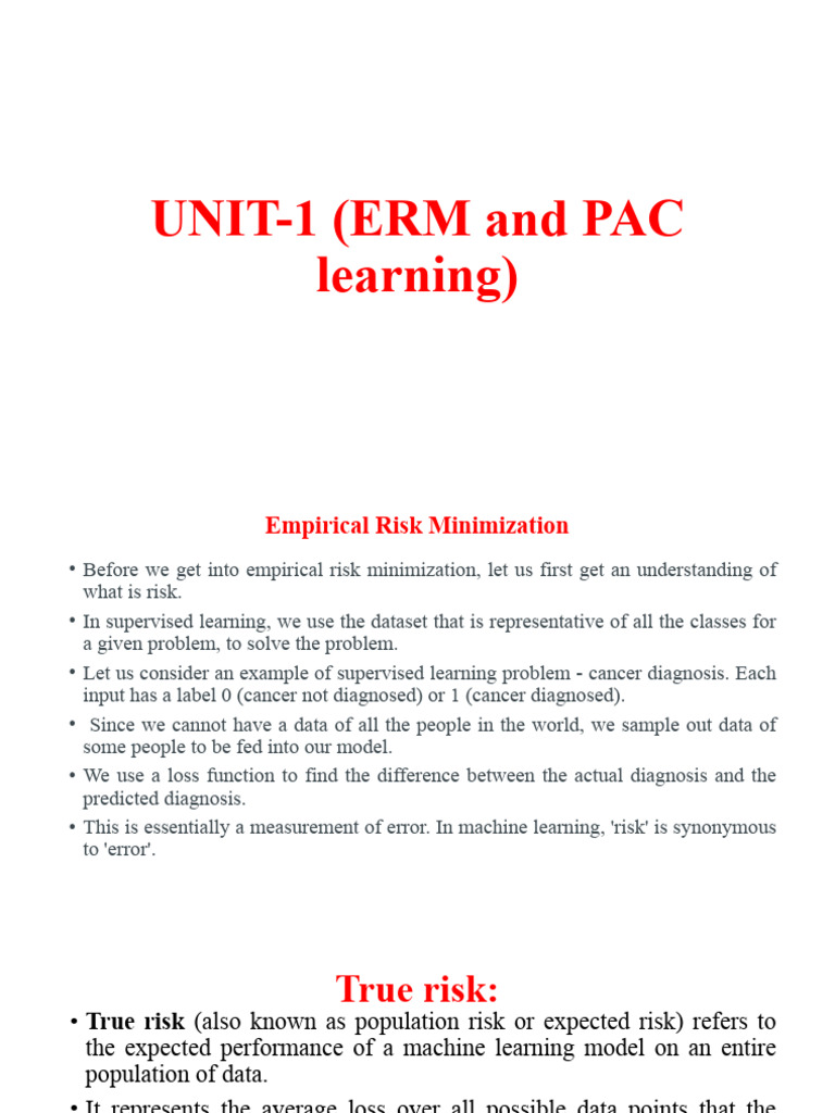 UNIT1 ERM and PAC Learning | PDF | Machine Learning | Linear Regression