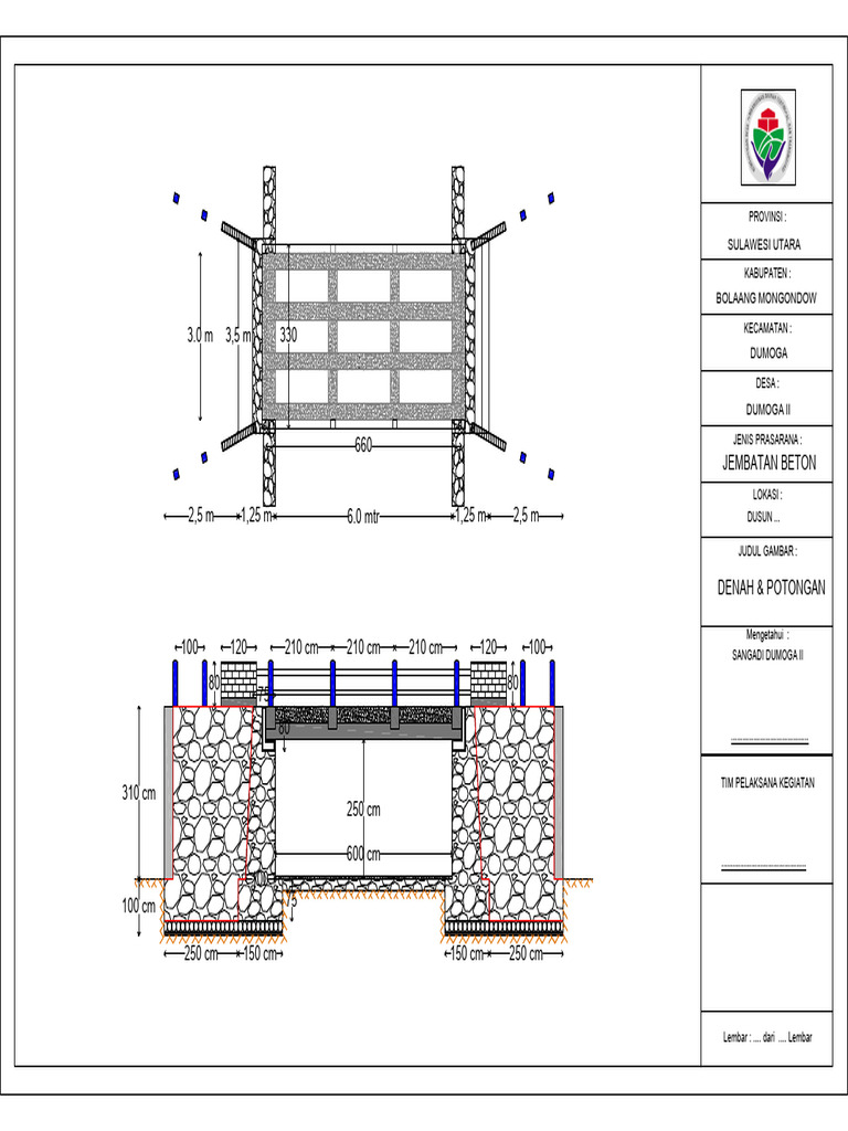 Denah Jembatan Beton Dumoga II | PDF