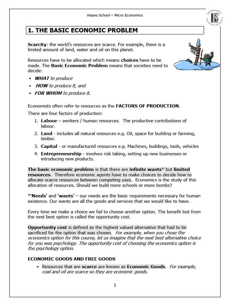 1 - The Basic Economics Problem | PDF | Economics | Resource