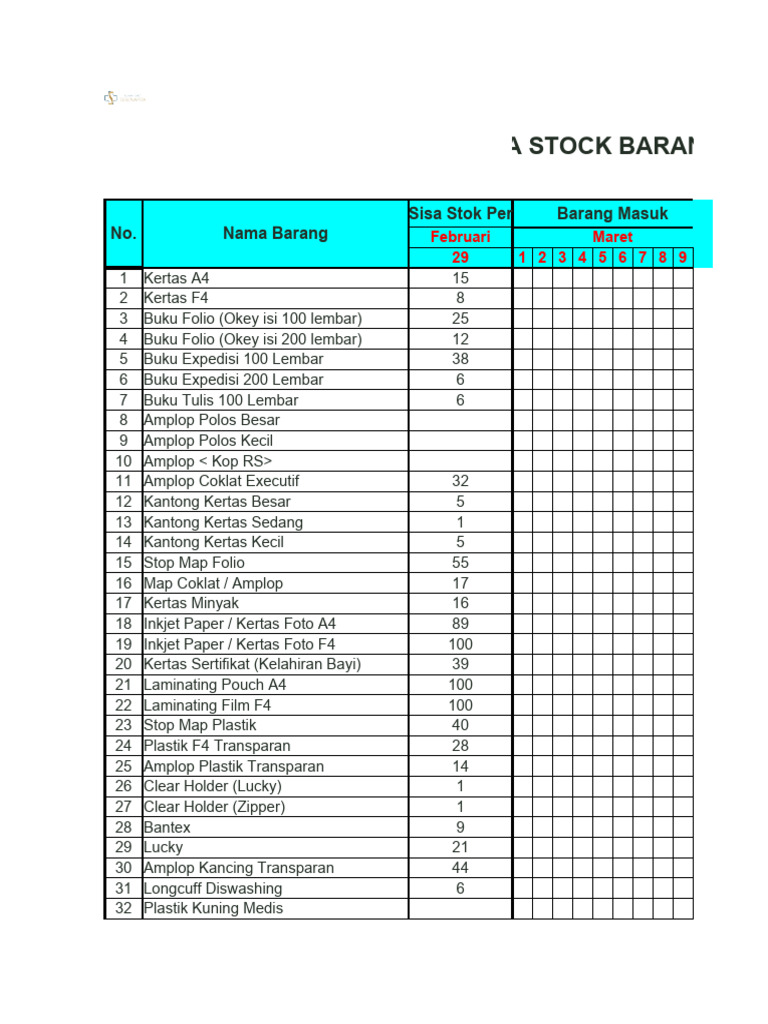 Rekap Data Logistik RS - Serenapita Sidikalang | PDF