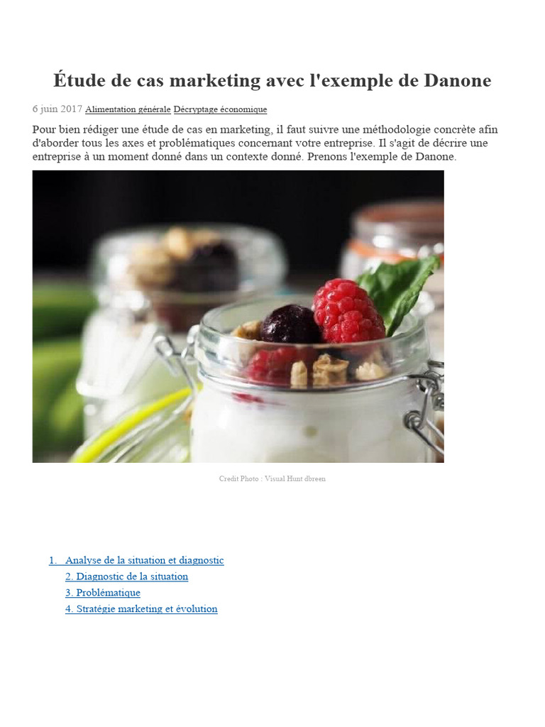 Étude de cas marketing avec DANONE | PDF