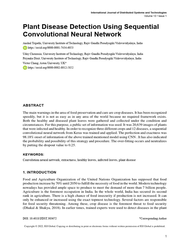 Plant Disease Detection Using Sequential Convoluti Pdf
