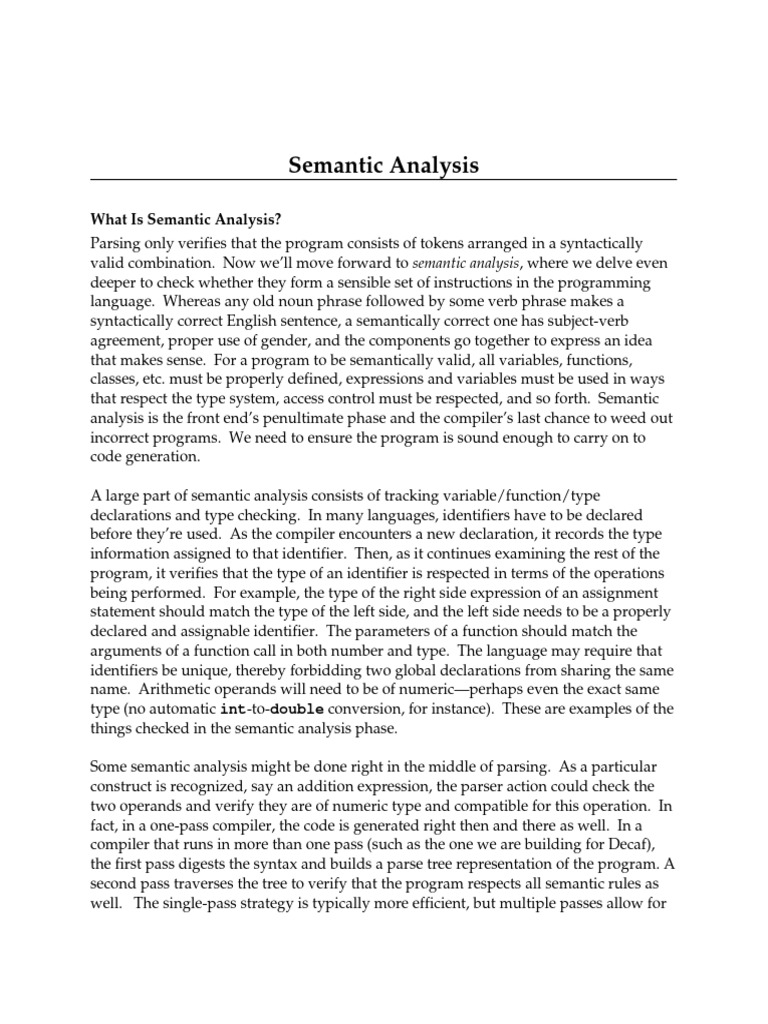Semantic Analysis | PDF | Scope (Computer Science) | Inheritance (Object Oriented Programming)