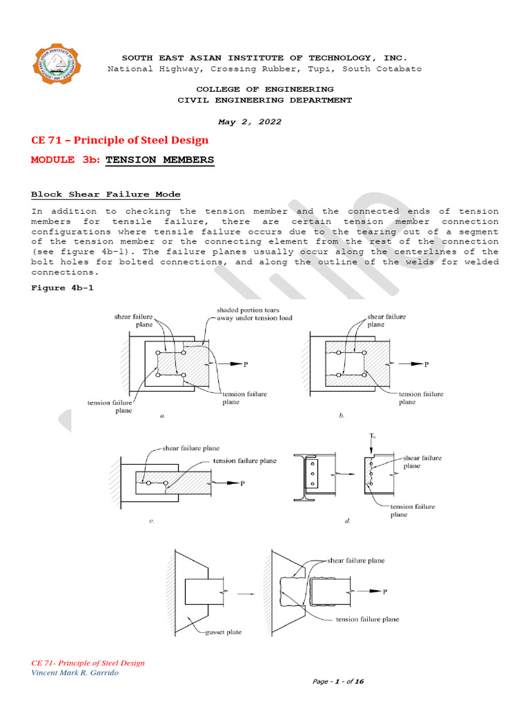 CE71 Module 3b 2ND SEM 2022 | PDF | Stress (Mechanics) | Fracture