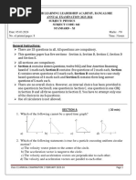 Icse Class 9 Physics Sample Paper 2025 | PDF | Acceleration | Velocity