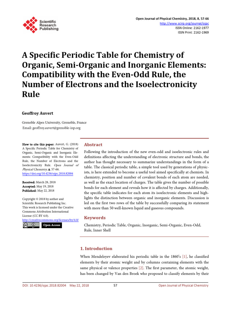 A Specific Periodic Table | PDF | Periodic Table | Chemistry
