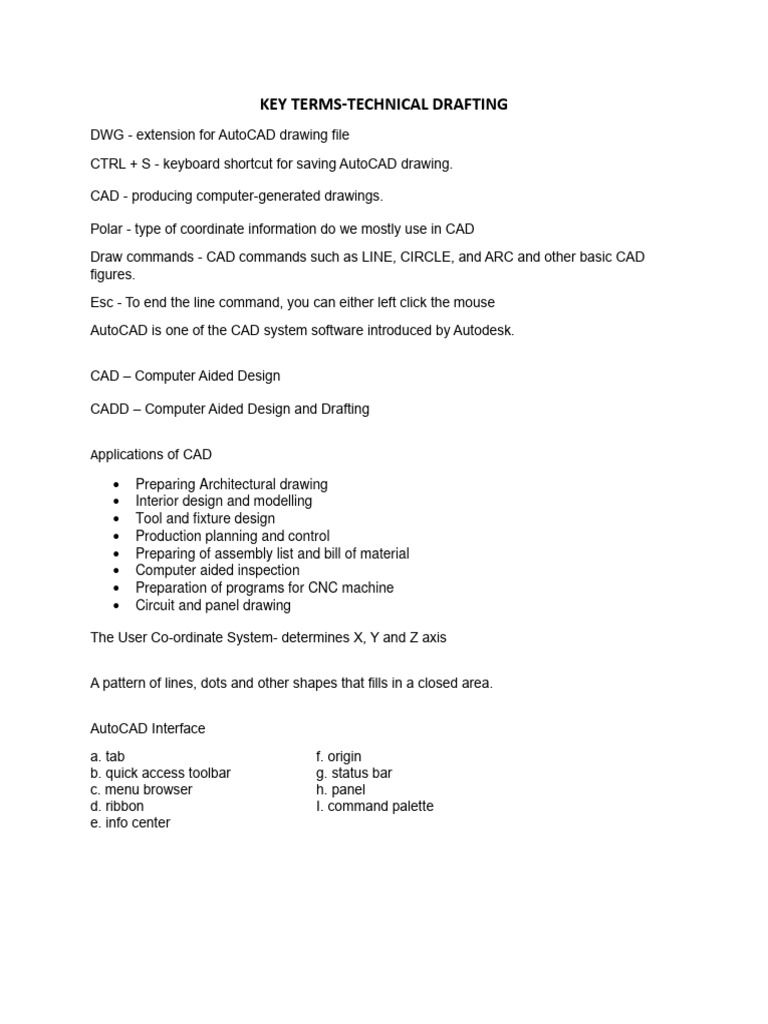 Key Terms TEchnical Drafting 1 | PDF | Computers | Technology & Engineering