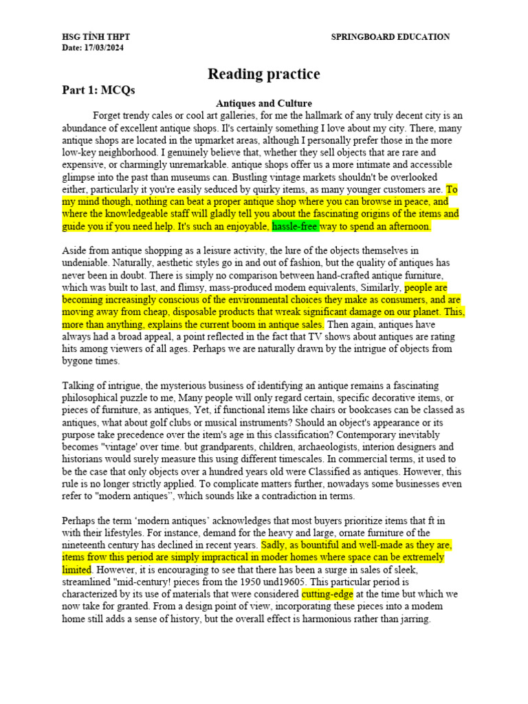 Reading Practice1 | PDF