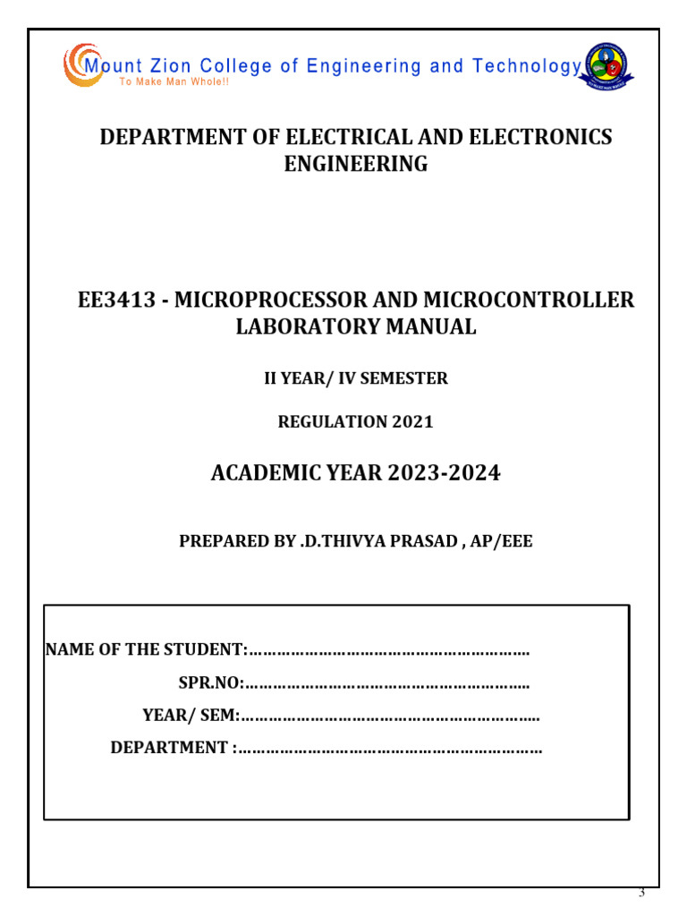 Microprocessor and Microcontroller Laboratory | PDF | Analog To Digital Converter | Digital To ...