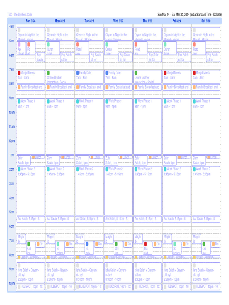 Weekly Calander | PDF