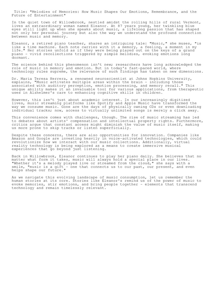 The Role of Music in Memory and Emotion | PDF