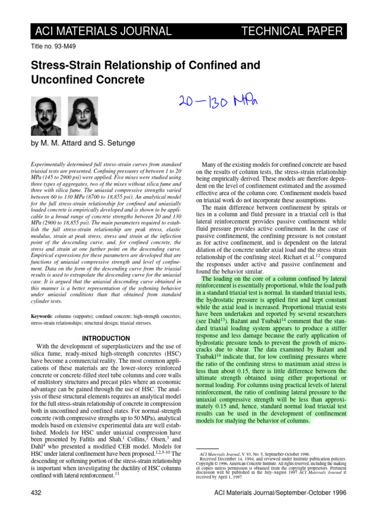 1996 - Attard and Setunge - Stress-Strain Relationship of Confined and ...